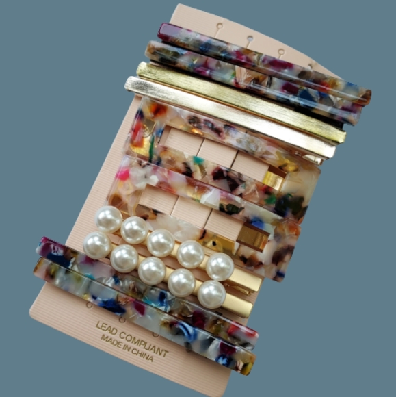 Unbranded | Accessories | Barrette New Set Of 5 Faux Pearl Gold Tone ...